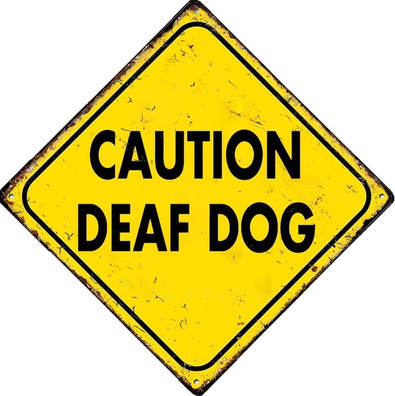 Caution Deaf Dog Sign For Home Office Bar Indoor Outdoor Wall Decor ...