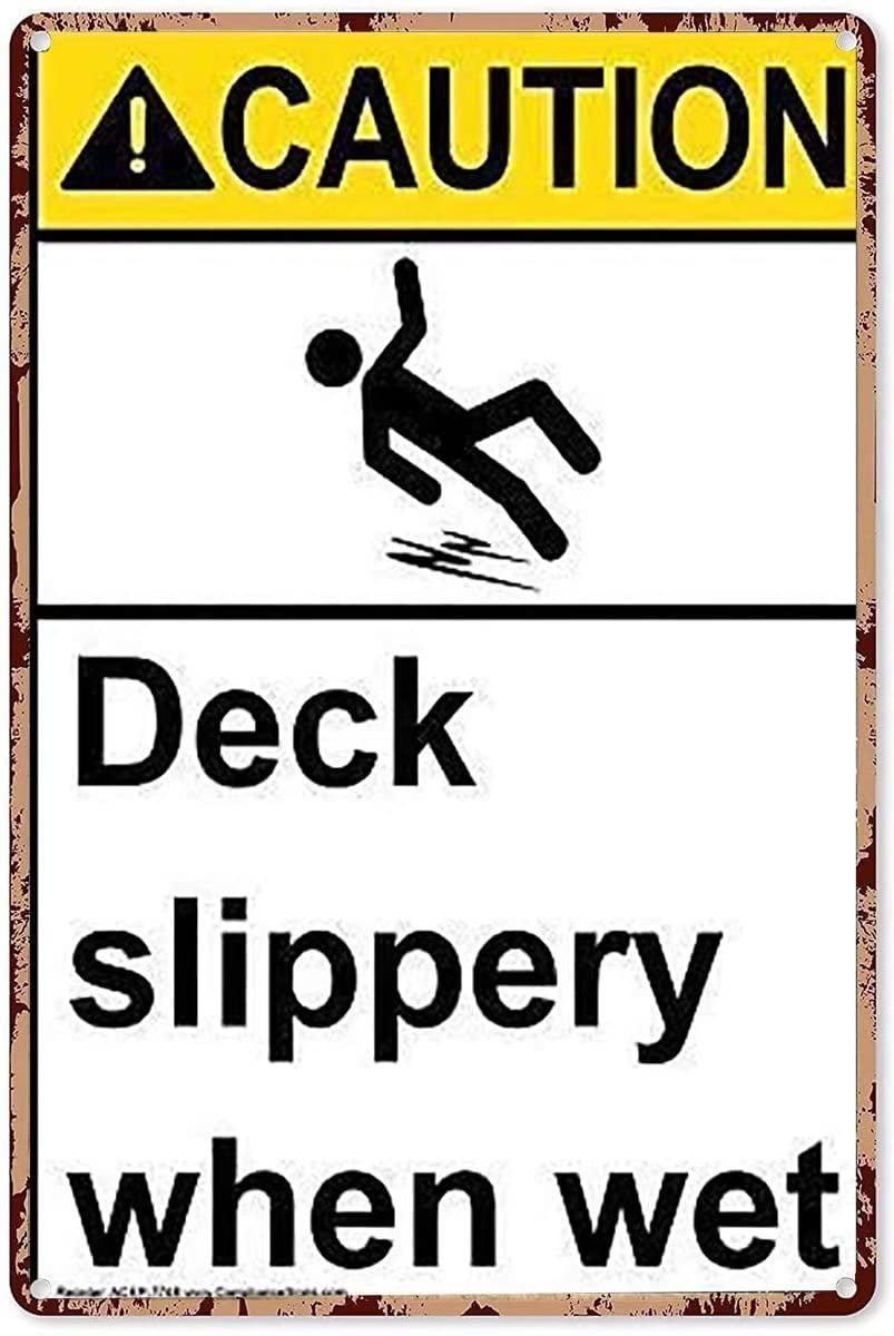 Caution Deck Slippery When Wet, Warning Traffic Safety Notice Road ...