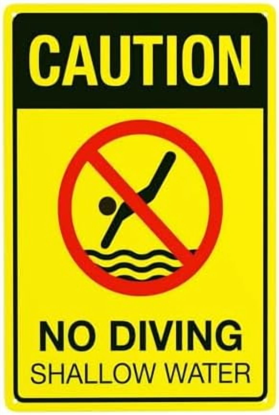 Caution No Diving Shallow Water Warning Sign, Pool Rules Security Metal ...