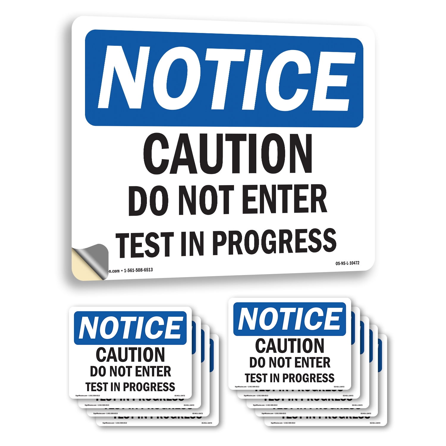 Caution Do Not Enter Test In Progress OSHA Notice Vinyl Decal Label 10 ...