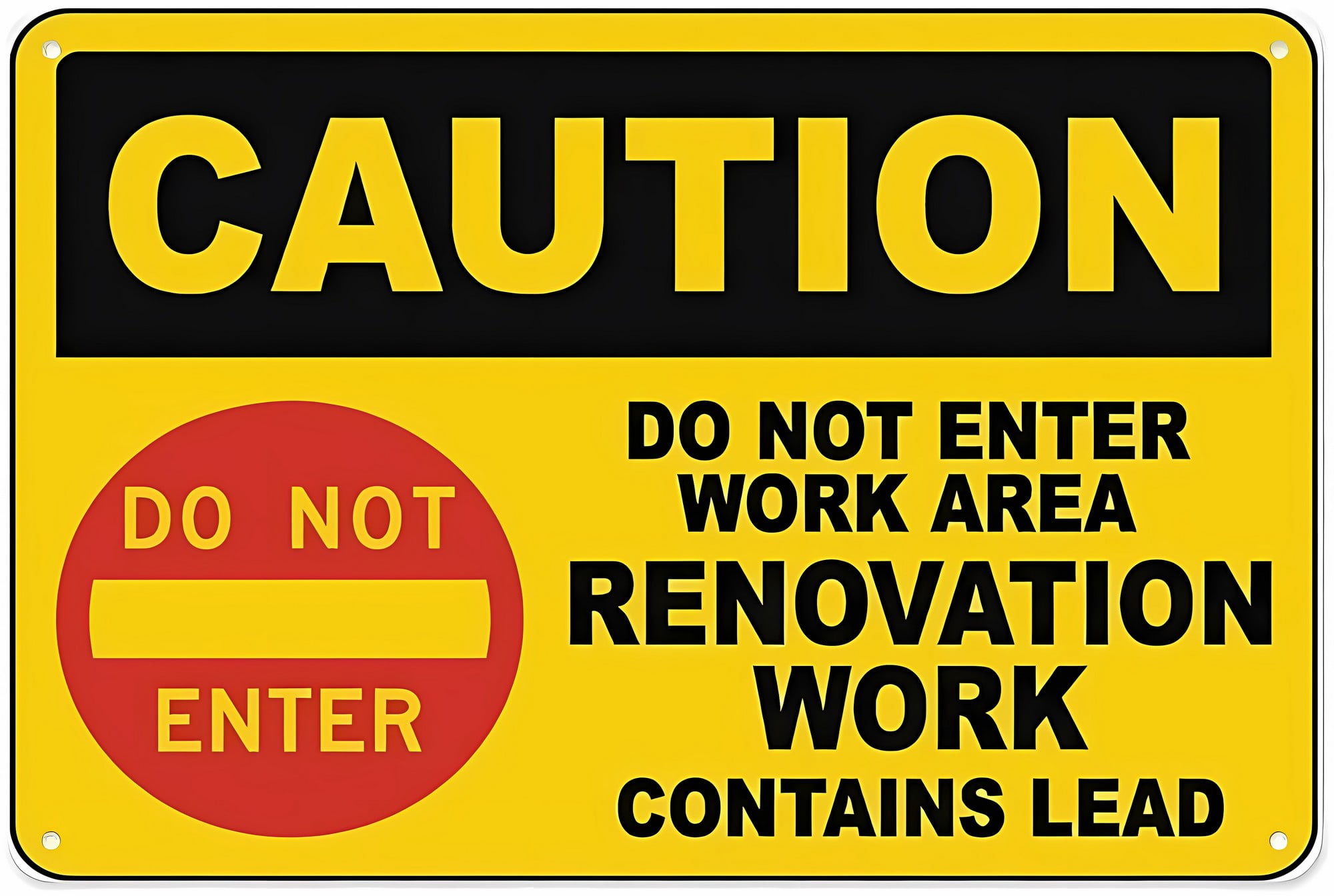 Caution Do Not Enter Work Area Renovation Sign - 12×8 Inches, Aluminum ...
