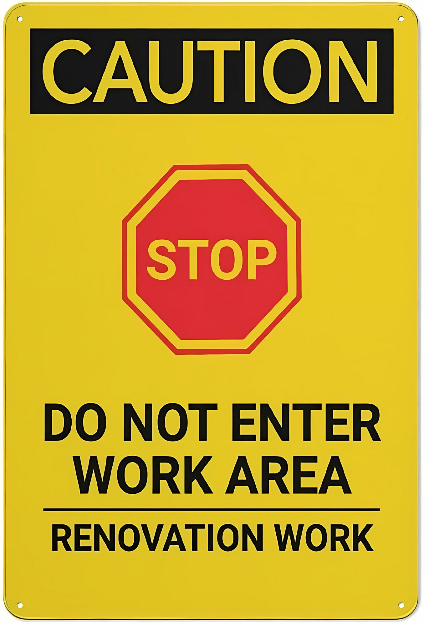 Caution Do Not Enter Work Area Renovation Sign, 8"x12" Rustic Metal Tin ...