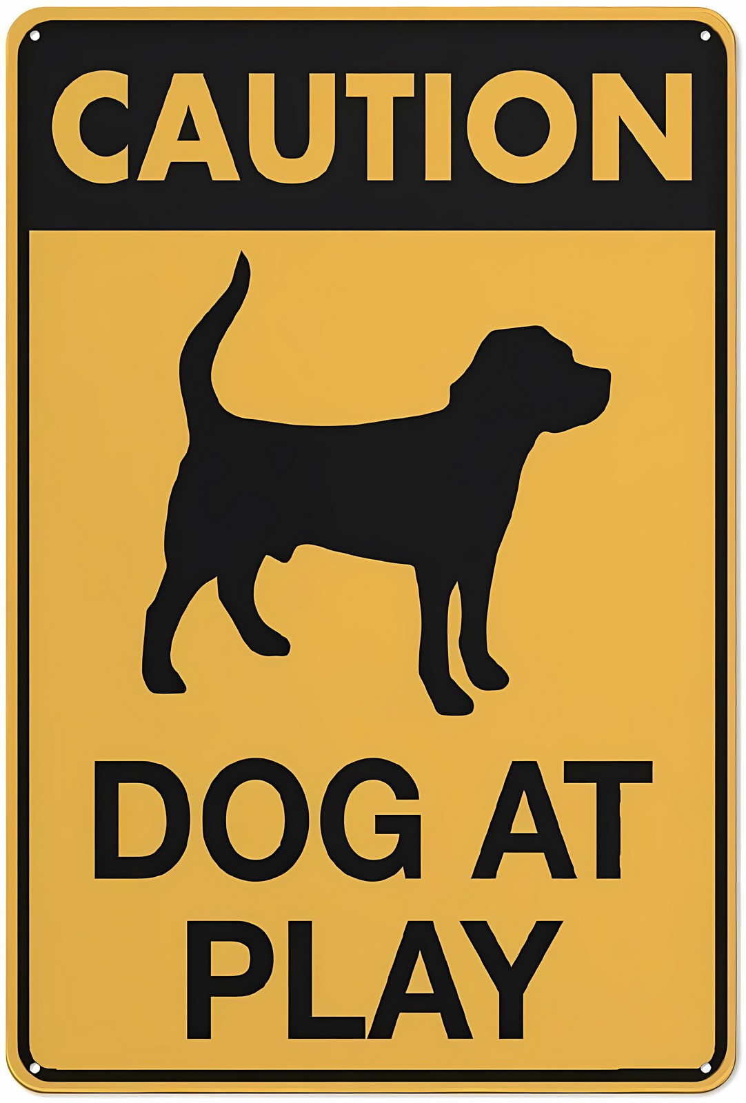 Caution Dog at Play Warning Tin Sign 12 x 8 Inches - Indoor Outdoor ...