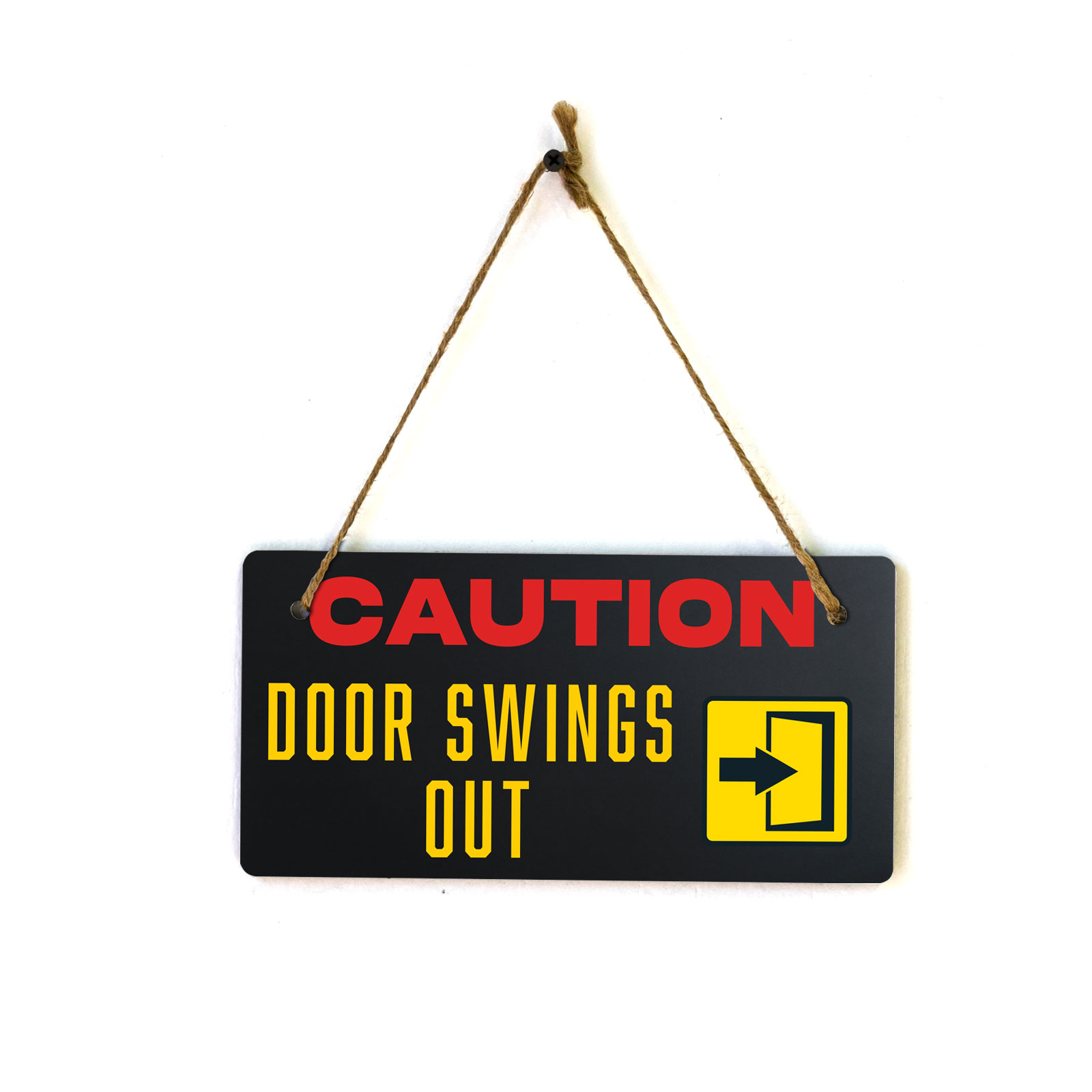 Caution Door Swings Out 5x10 Hanging Plus Wall or Door Sign | Office ...
