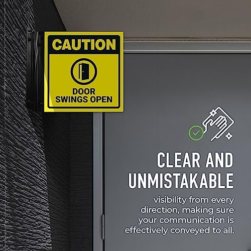 Caution Doors Swings Open Projecting Sign, Double Sided, 6x6 Inches ...