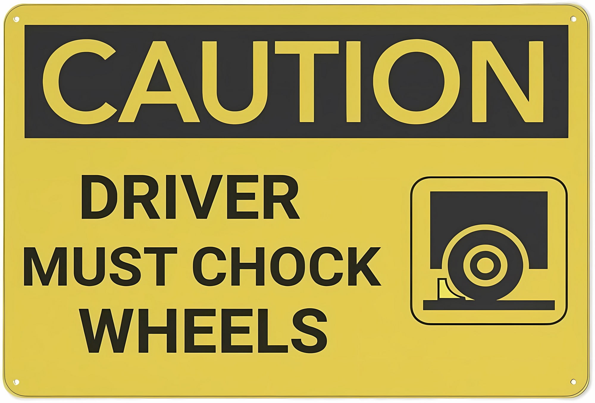 Caution Driver Must Chock Wheels Rustic Metal Tin Sign 8"x12" - Home ...