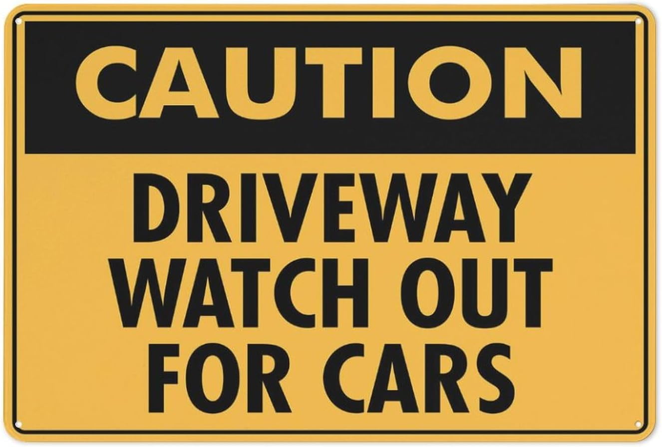 Caution Driveway Watch Out For Cars Sign Warning Sticker-Security Sign ...