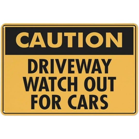Caution Driveway Watch Out For Cars Sign Warning Sticker-Security Sign ...