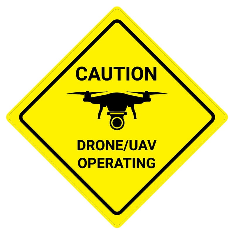 Caution Drone Uav Operating With Icon Square Wall Sign Metal 12 Inch ...