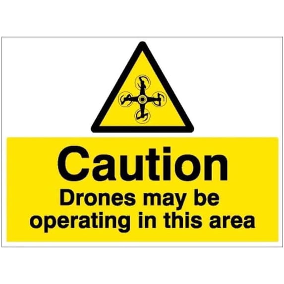 Caution Drones may be Operating in this area Signage Safetys & Signals ...