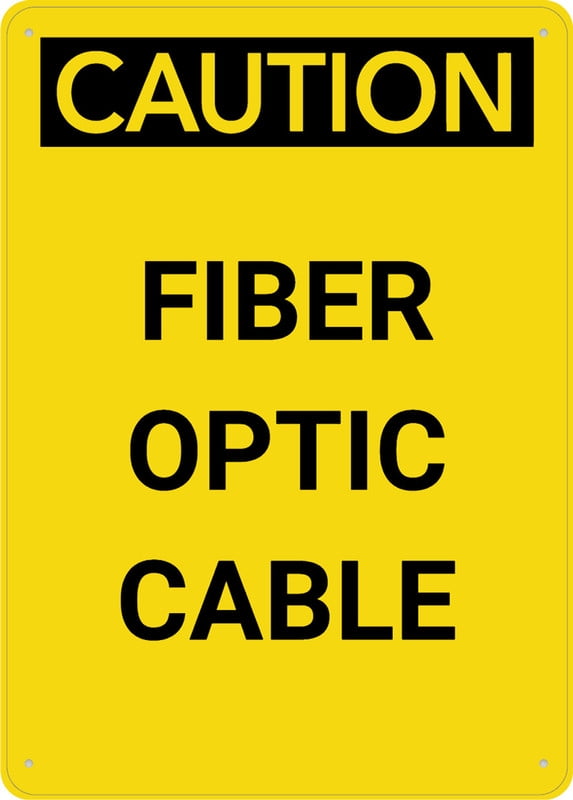 Caution Electrical Fiber Optic Cable Portrait Sign 12X8 Inches Metal ...