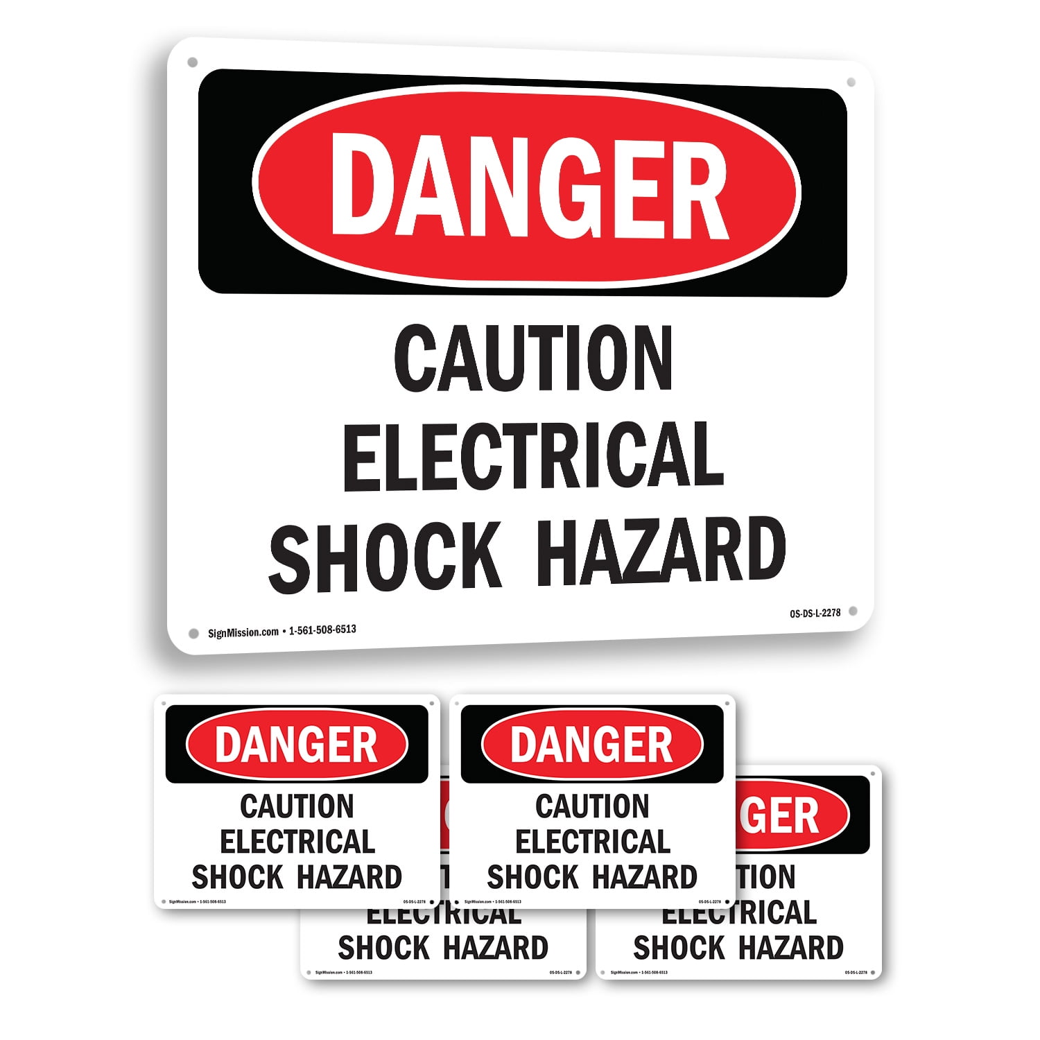 Caution Electrical Shock Hazard OSHA Danger Rigid Plastic Sign 18 Inch ...