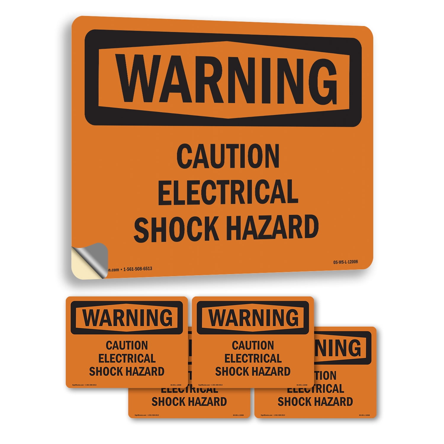 Caution Electrical Shock Hazard OSHA WARNING Vinyl Decal Label 10 Inch ...