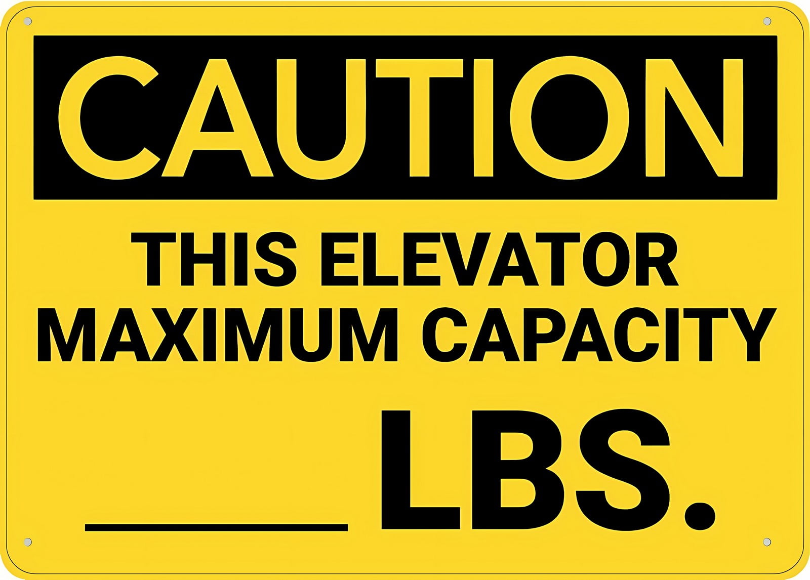 Caution Elevator Maximum Capacity Lbs Metal Aluminum Sign 12 x 8 Inches ...