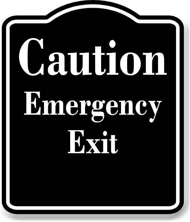 Caution Emergency Exit Safety BLACK Aluminum Composite Sign, 20"x24 ...