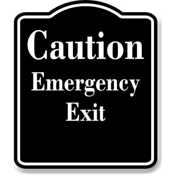 Caution Emergency Exit Safety BLACK Aluminum Composite Sign, 20"x24 ...