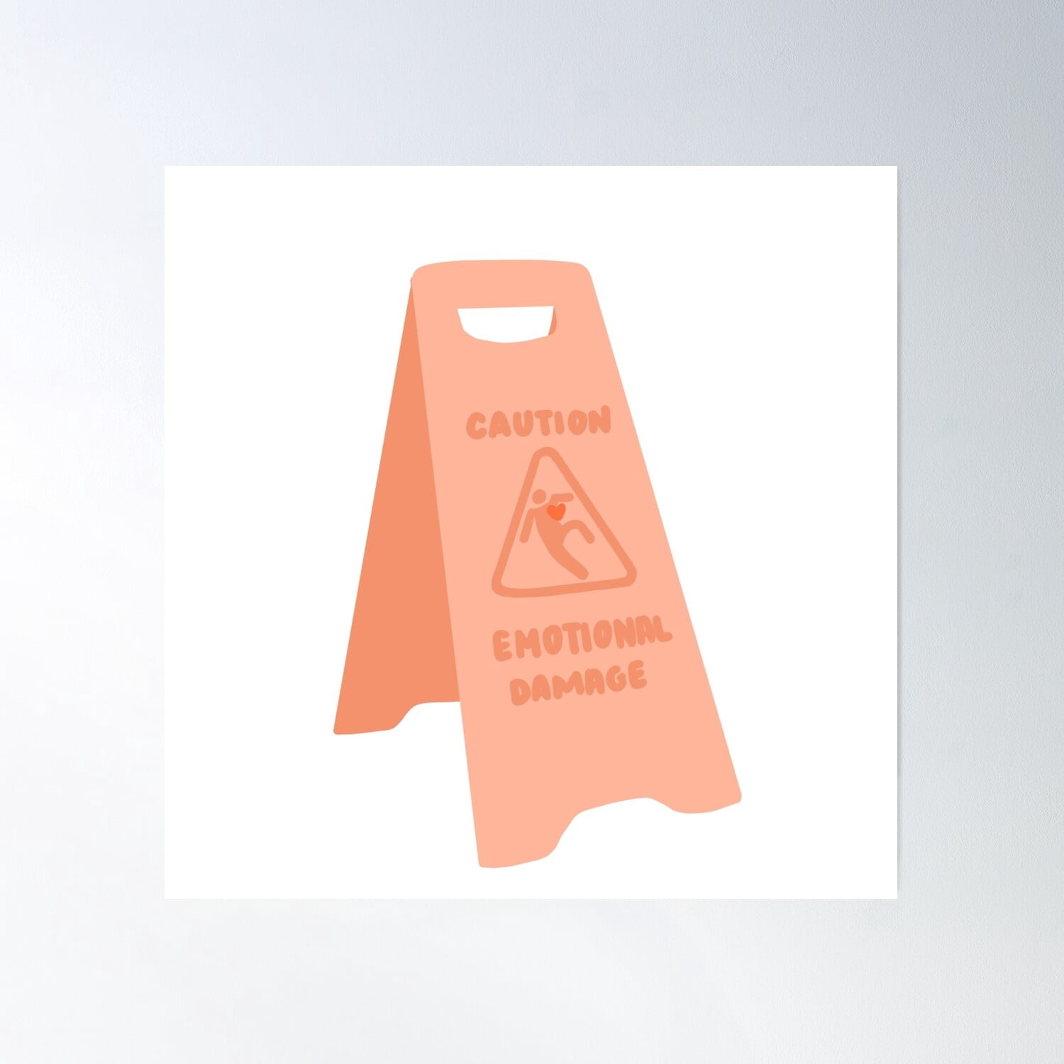 Caution Emotional Damage (Orange) Poster Wall Art, Modern Wall Decor ...