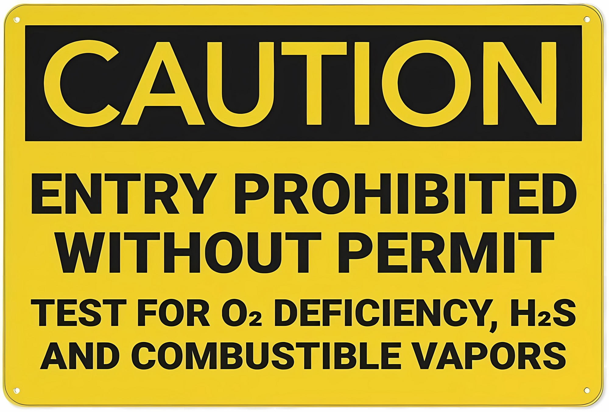 Caution Entry Prohibited Without O2 Test Sign - 12×8 Inches, Warning ...