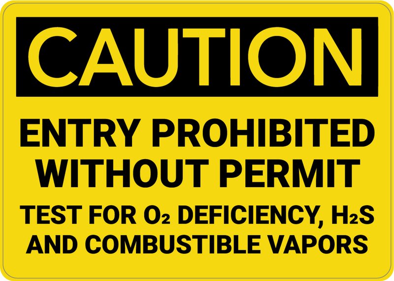 Caution Entry Prohibited Without Permit Test For O2 Deficiency Retro ...