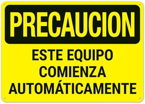 Caution Equipment Starts Automatically Sign,Facility Safety Signs Metal ...