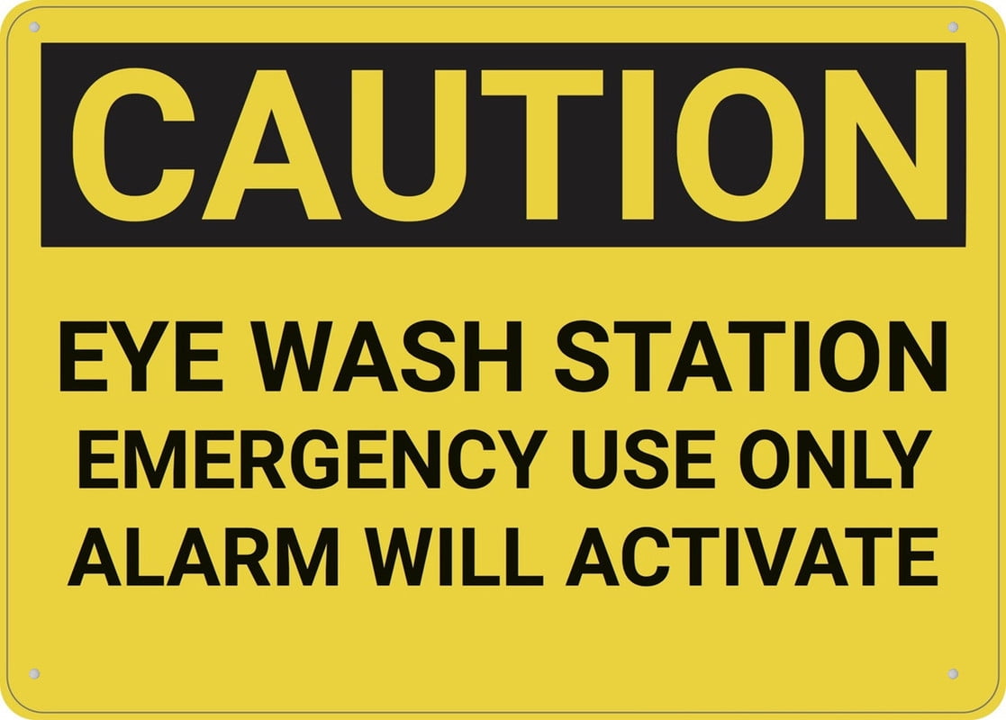 Caution Eye Wash Station Alarm Sign Outdoor Metal Sign - 12 X 8 Metal ...