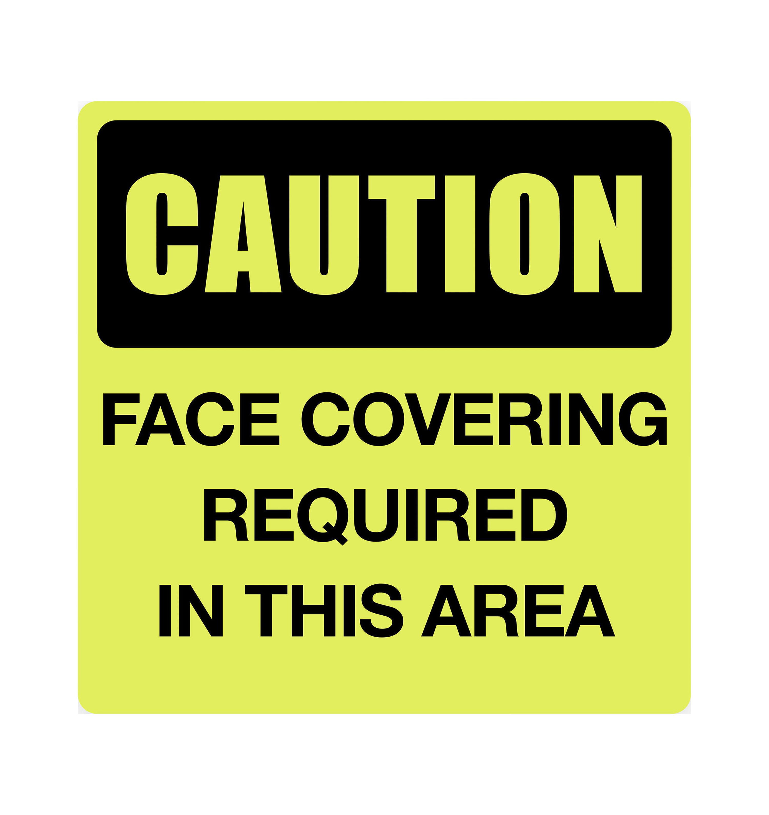 "Caution Face covering required" Vinyl Decal Wall sign- 8L"x 8H ...