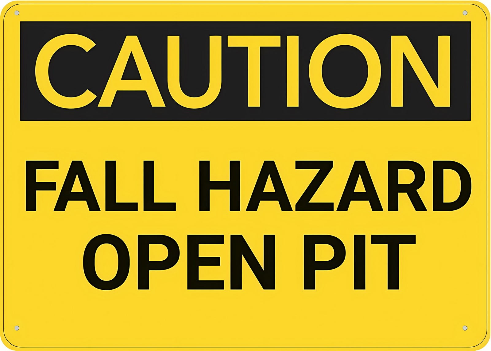 Caution Fall Hazard Open Pit Aluminum Sign 12 x 8 Inches - UV Ink ...
