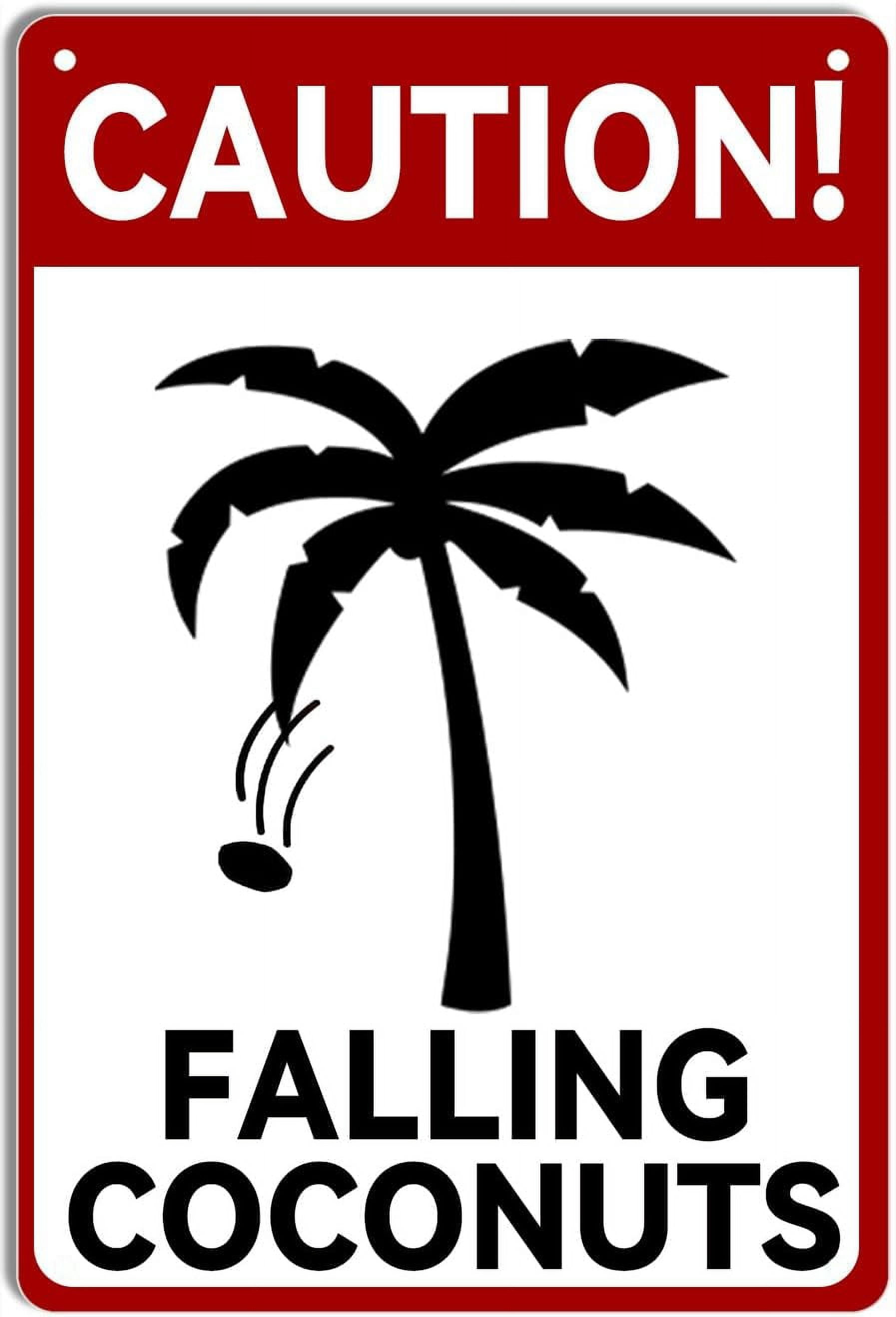 Caution Falling Coconuts Metal Signs-Metal Tin Signs Exquisite Wall Art ...