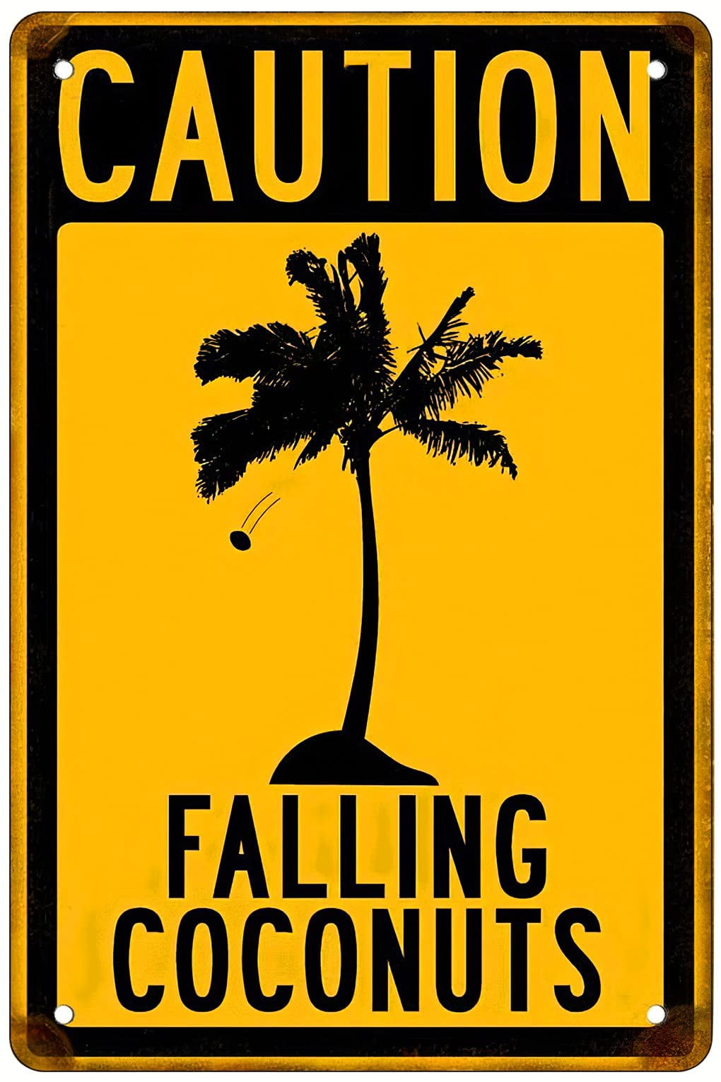 Caution Falling Coconuts Retro Funny Aluminium Metal Sheet Signs, Wall ...