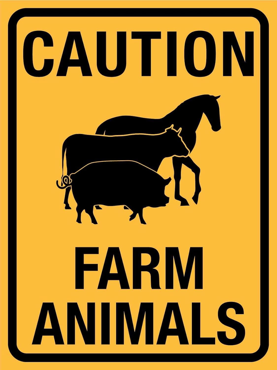 Caution Farm Animals Sign Warning Signage 8 X 12 Inch Metal Tin Sign ...