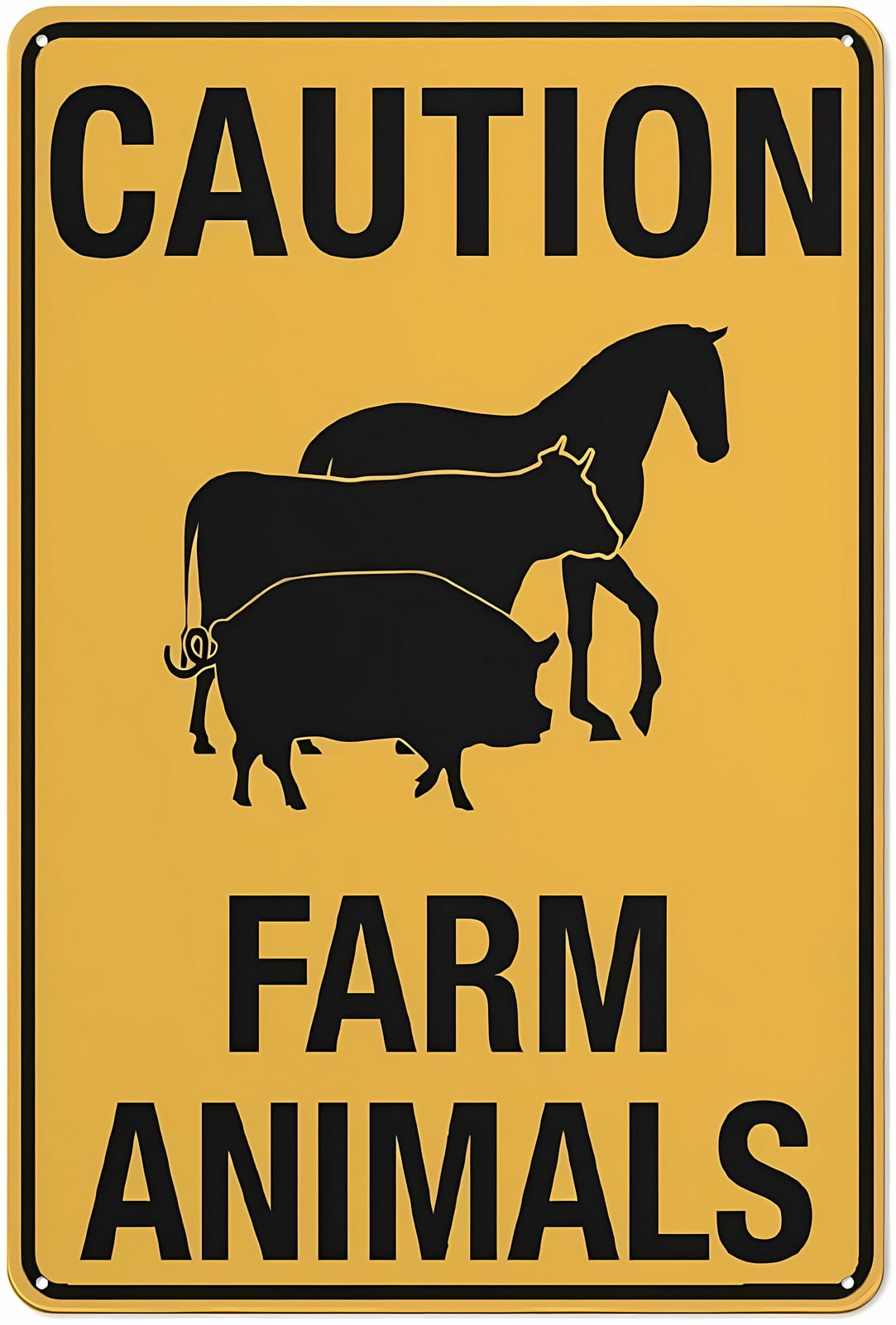 Caution Farm Animals Tin Sign 12 x 8 Inches - Great for Garden, Yard ...