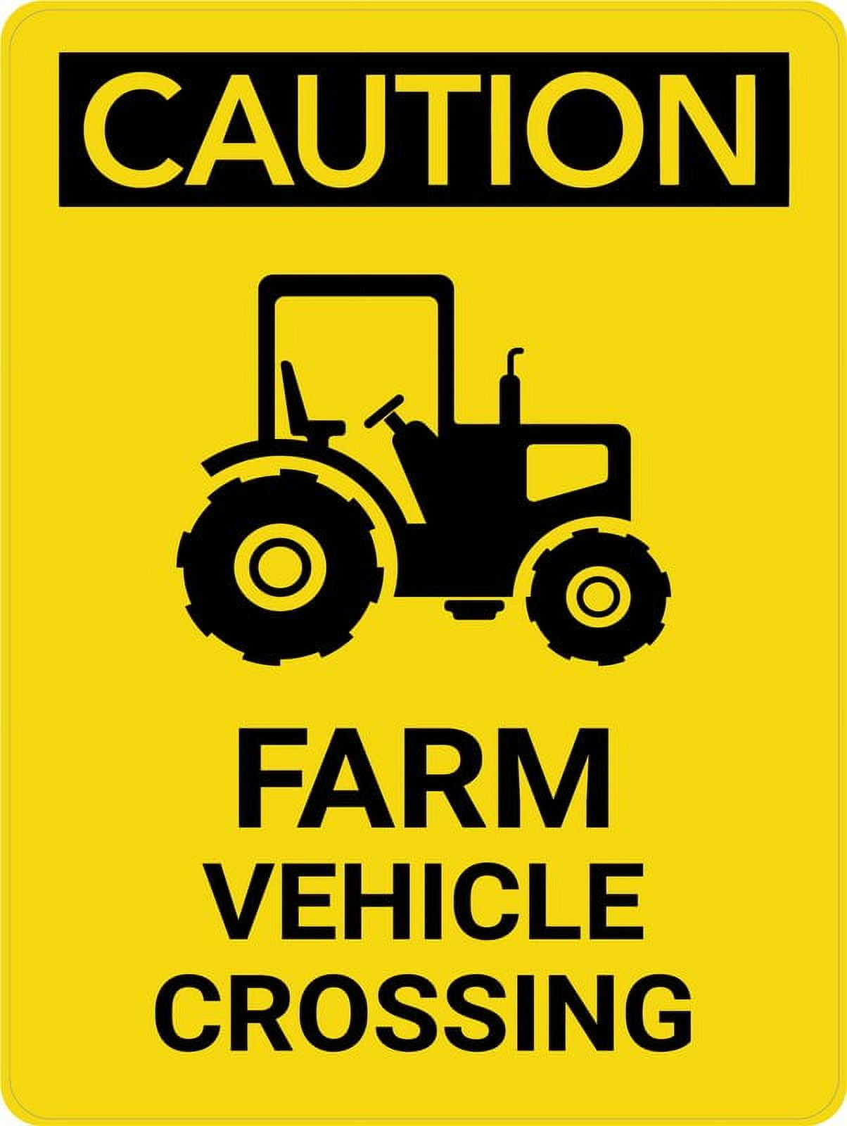 Caution Farm Vehicle Crossing Sign Safety Restriction Alert Attention ...