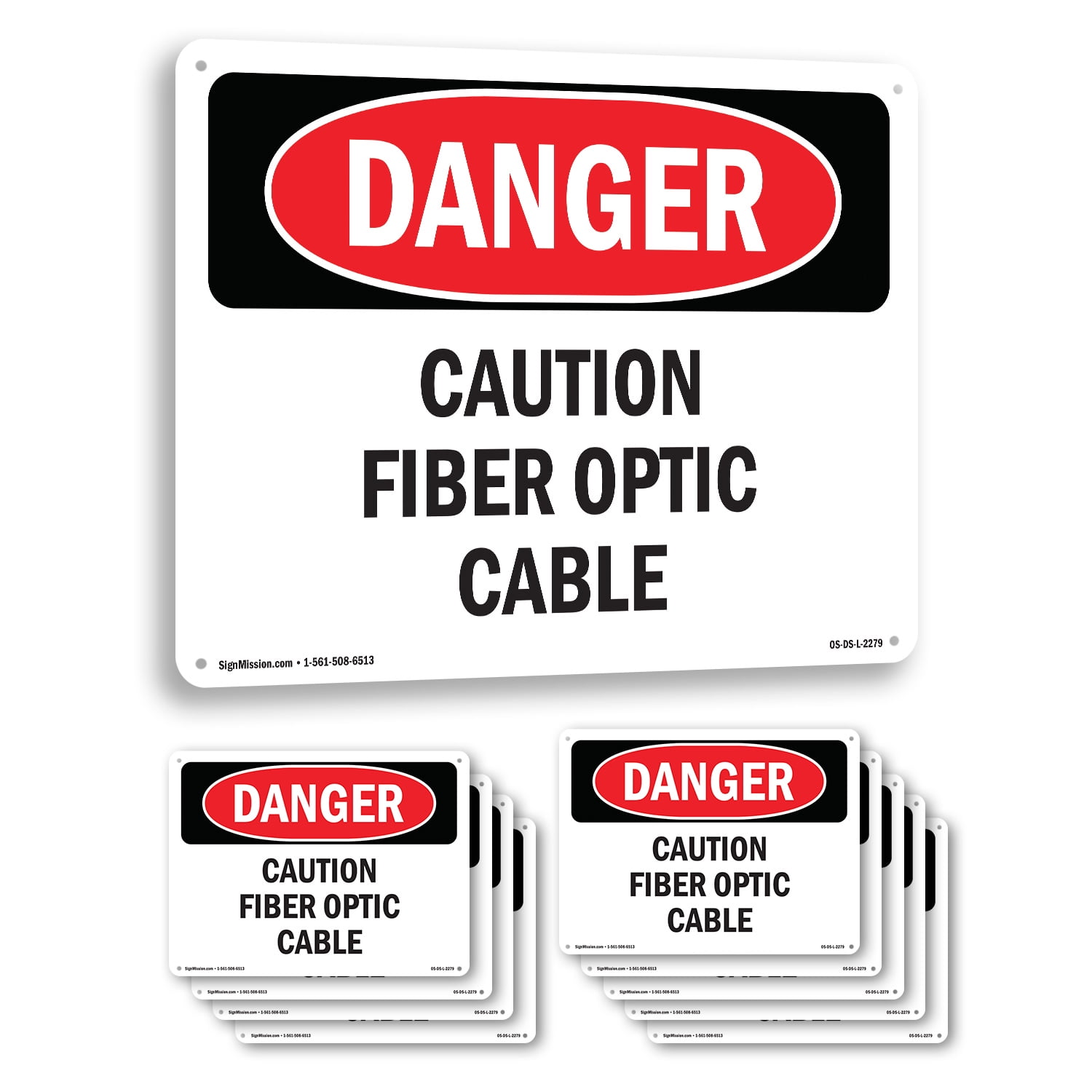 Caution Fiber Optic Cable OSHA Danger Aluminum Sign 10 Inch x 7 Inch ...