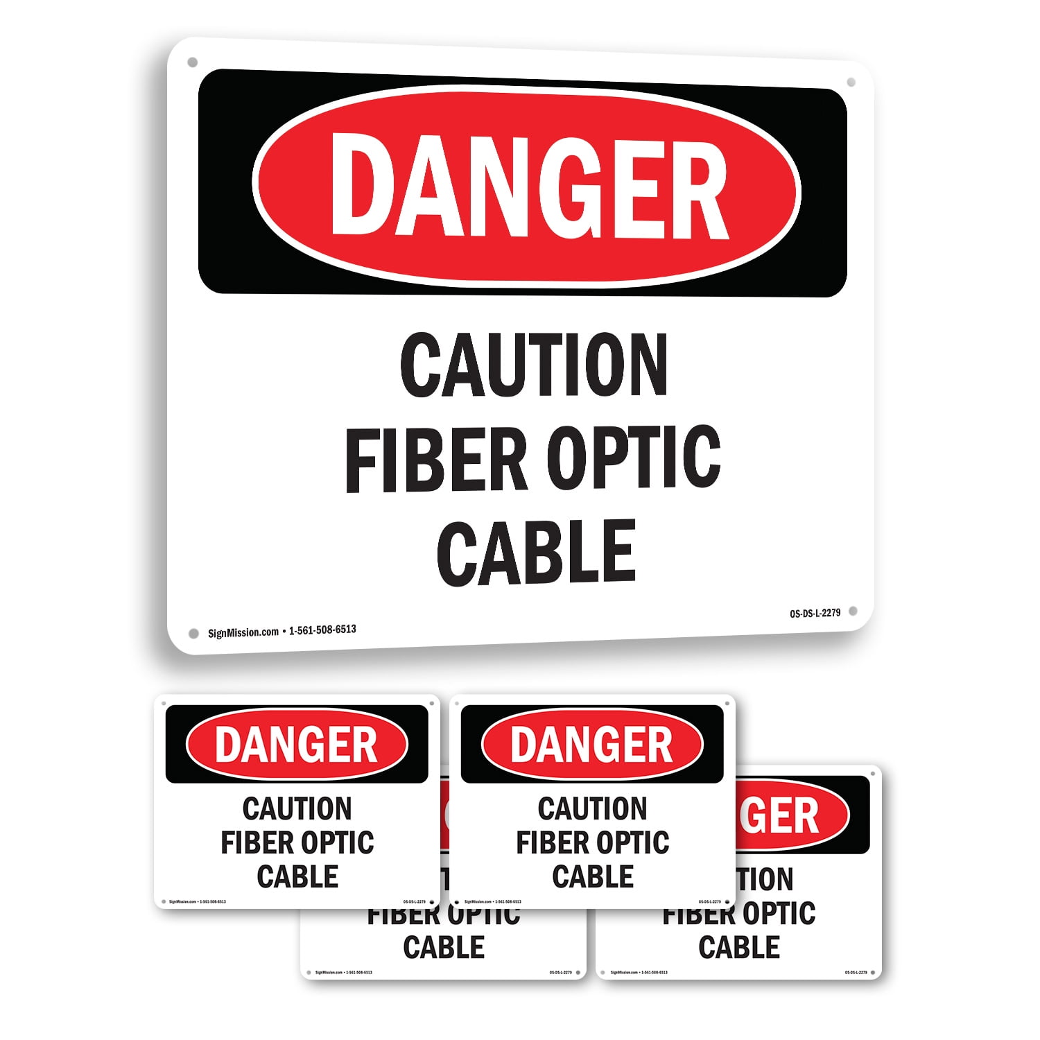 Caution Fiber Optic Cable OSHA Danger Rigid Plastic Sign 24 Inch x 18 ...