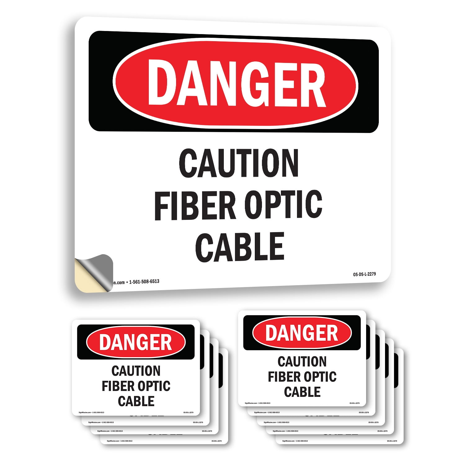 Caution Fiber Optic Cable OSHA Danger Vinyl Decal Label 7 Inch x 5 Inch ...