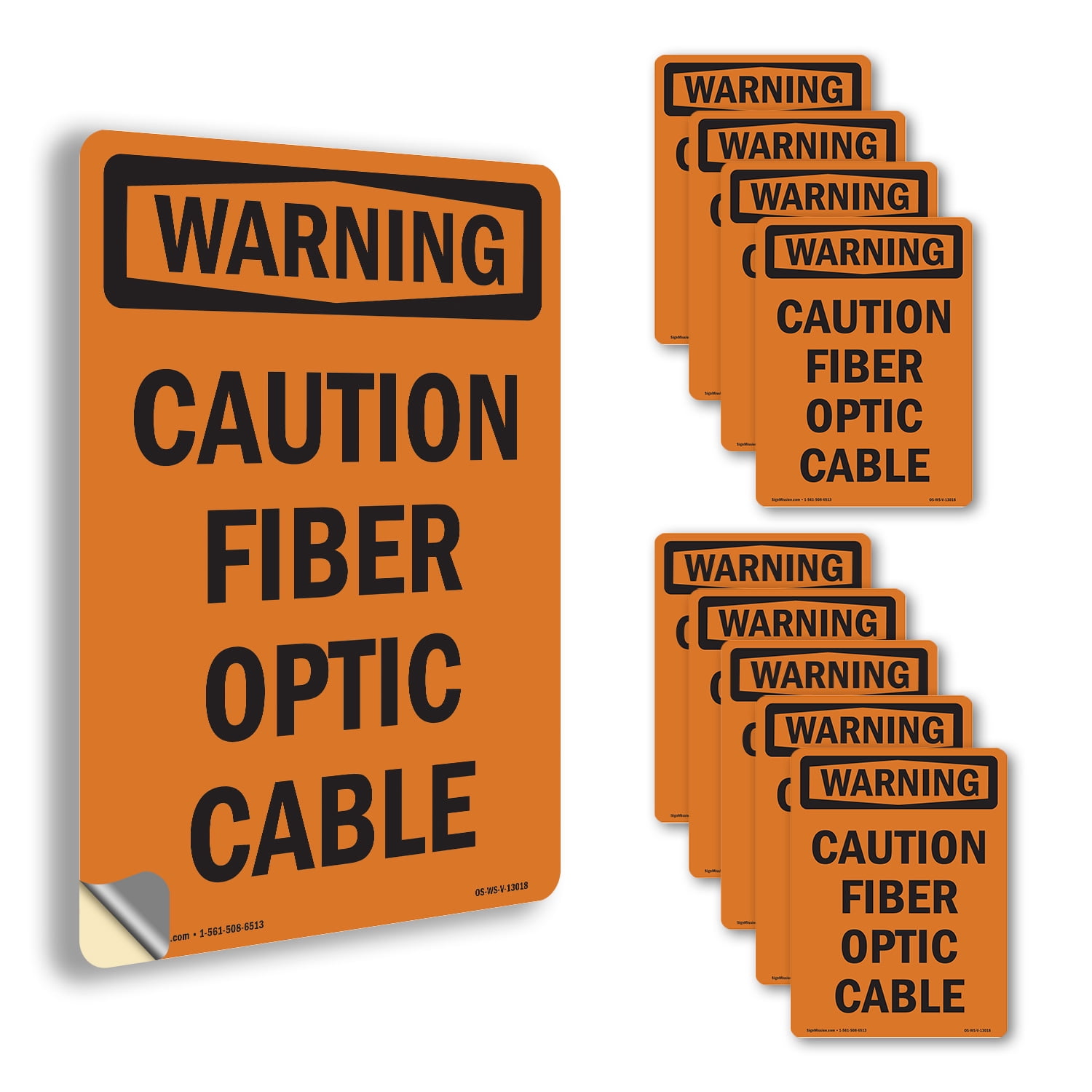 Caution Fiber Optic Cable OSHA WARNING Vinyl Decal Label 18 Inch x 12 ...