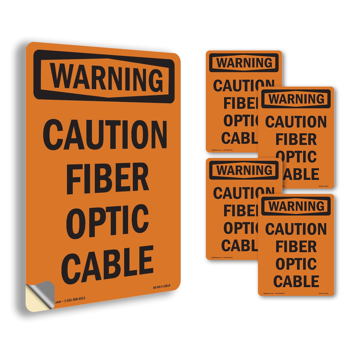 Caution Fiber Optic Cable OSHA WARNING Vinyl Decal Label 24 Inch x 18 ...