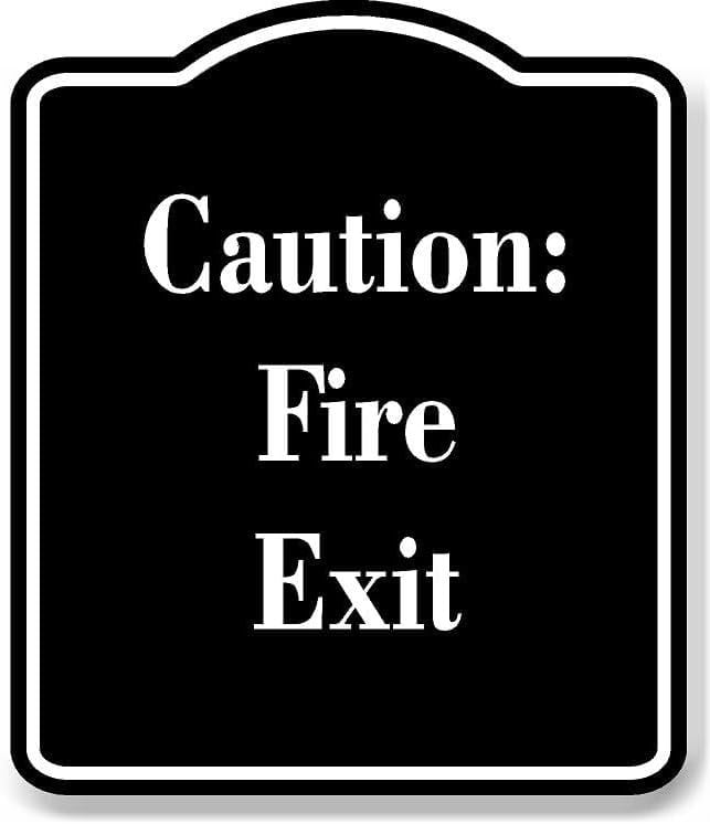 Caution Fire Exit BLACK Aluminium Composite Sign 8.5''x10'' - Walmart.com