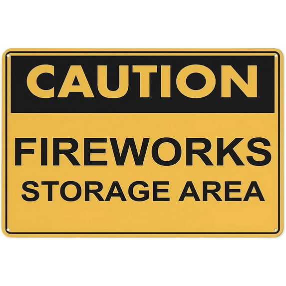 Caution Fireworks Storage Area-25 Reflective Aluminum Sign 12 x 8 ...