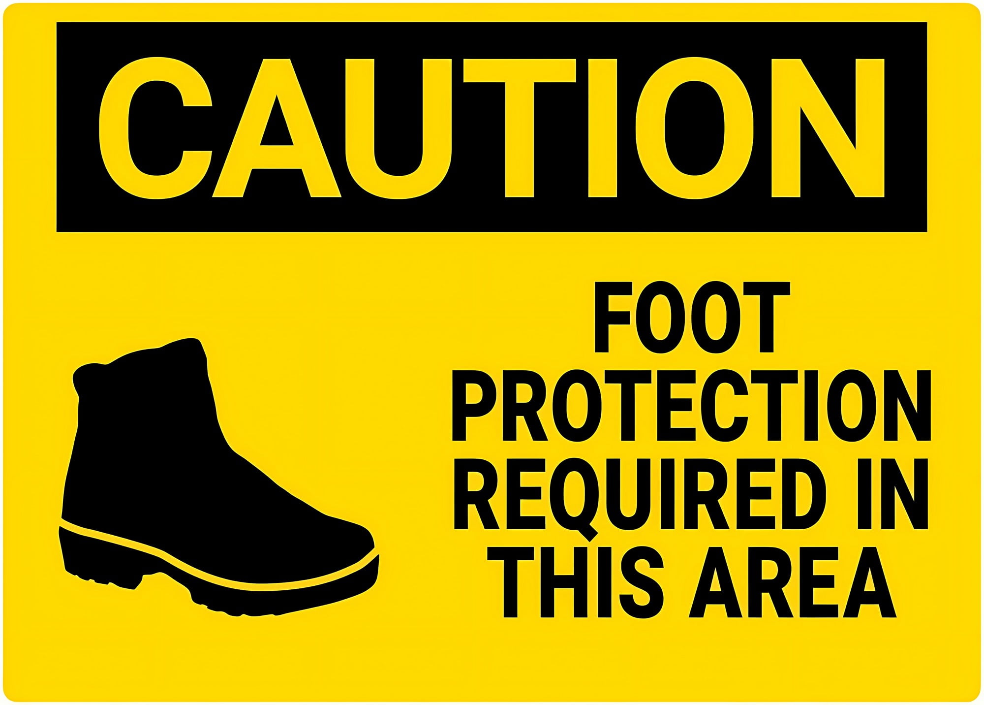 Caution Foot Protection Required Sign - 8"x12" Warehouse Metal Danger ...