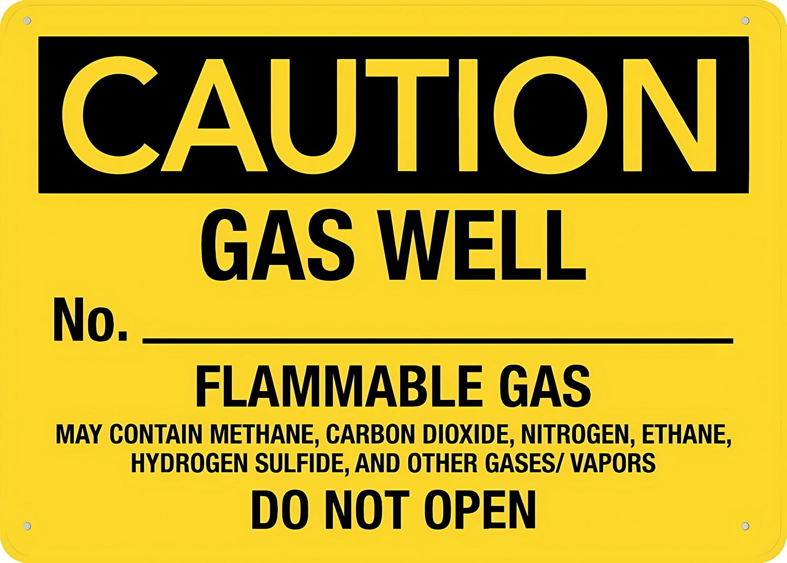 Caution Gas Well No Flammable Gas Do Not Open Sign 12 x 8 Inches - Rust ...