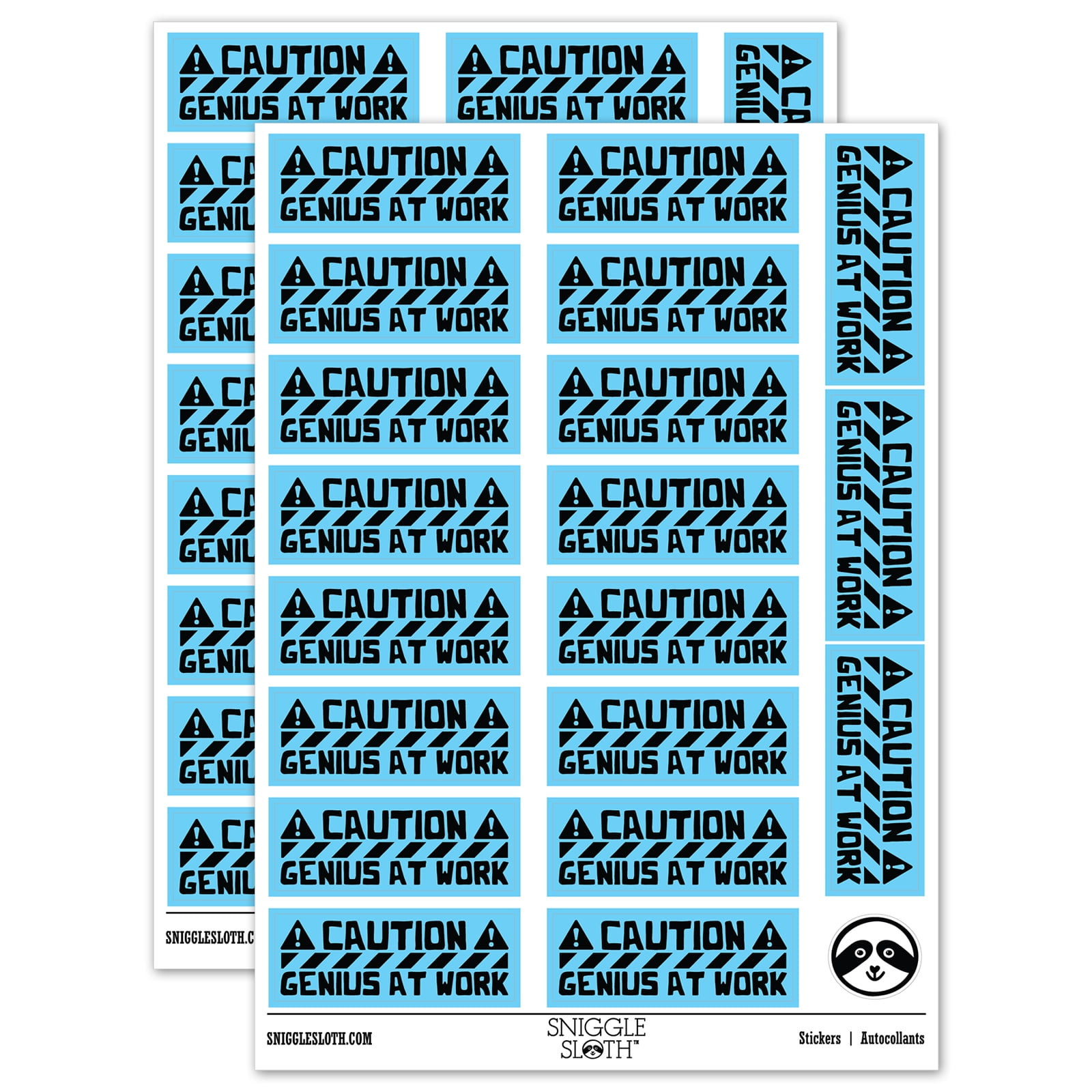 Caution Genius at Work Teacher Student School Sticker Set - Light Blue ...