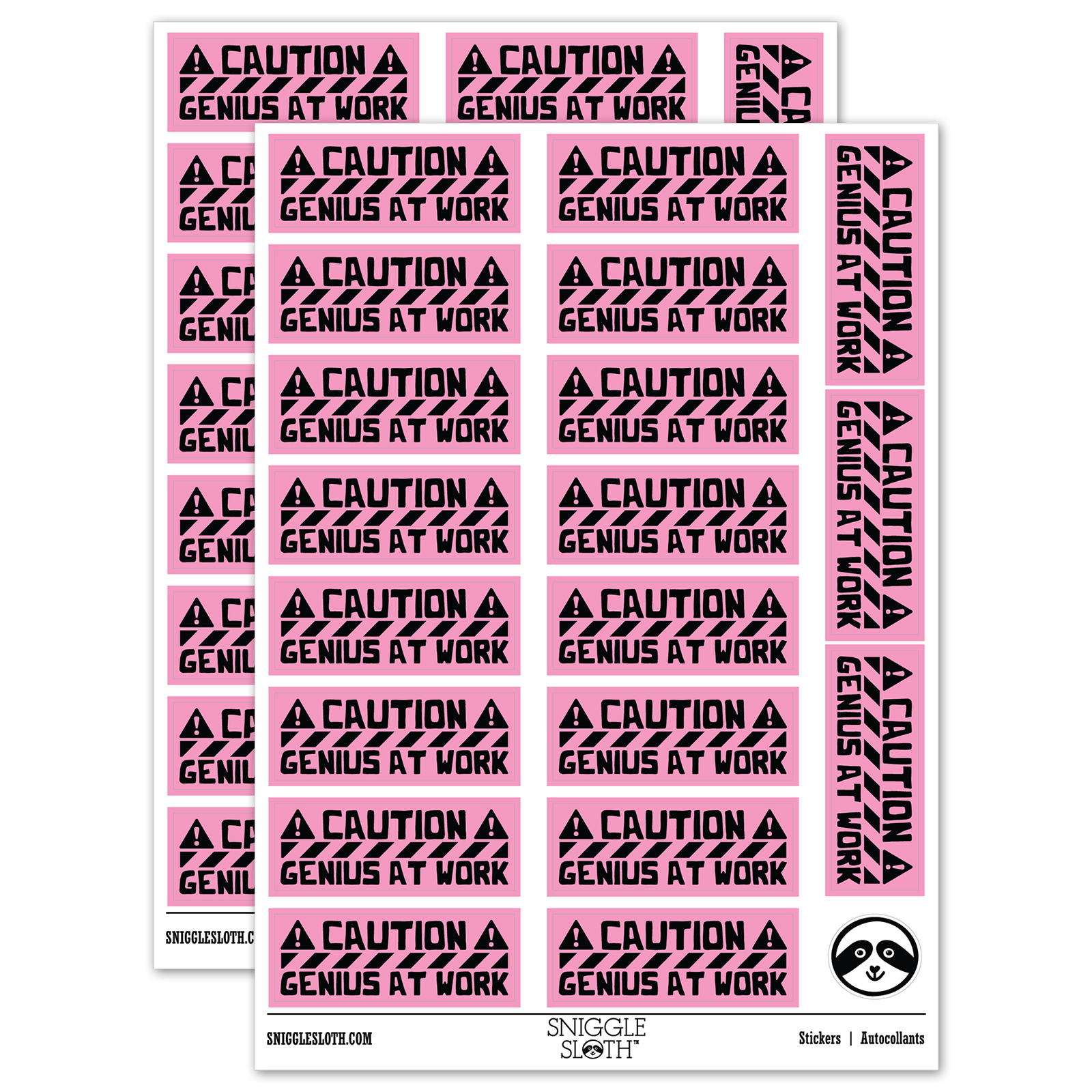 Caution Genius at Work Teacher Student School Sticker Set - Light Pink ...