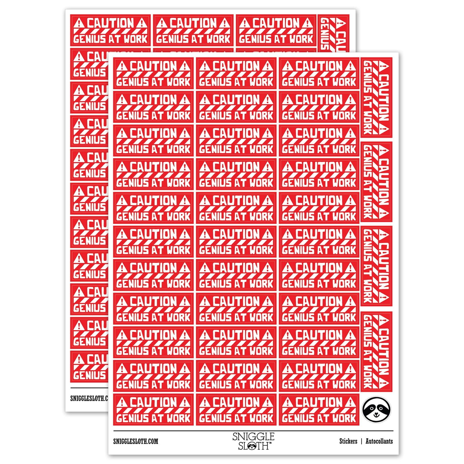 Caution Genius at Work Teacher Student School Sticker Set - Red - Gloss ...