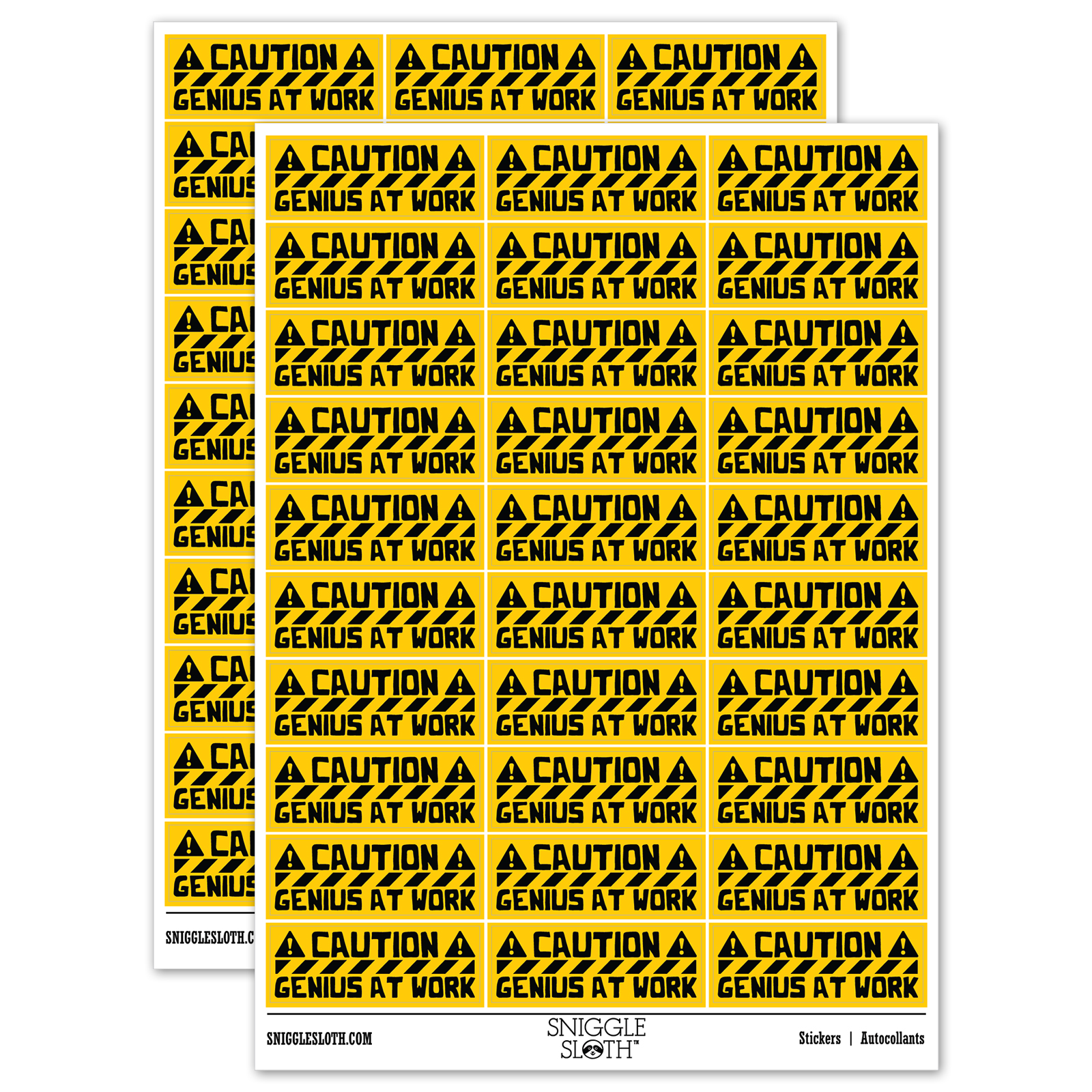 Caution Genius at Work Teacher Student School Sticker Set - Yellow ...
