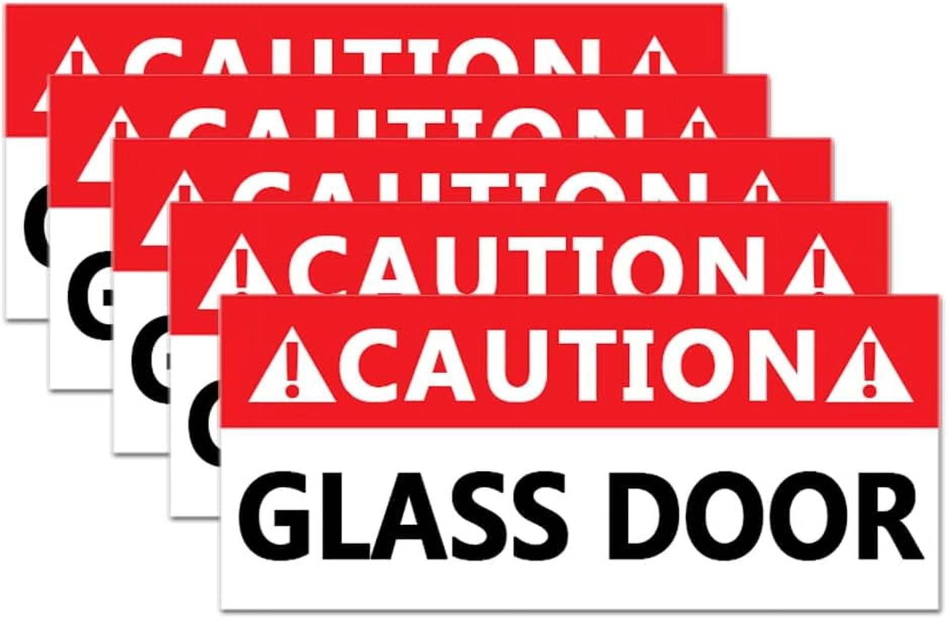Caution Glass Door Sign Decal Warning Glass Stickers 3*6inch 5Pcs ...