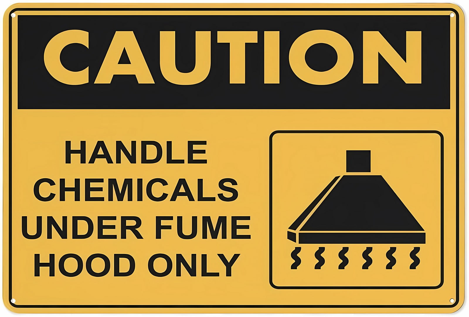 Caution Handle Chemicals Under Fume Hood Only Reflective Aluminum ...