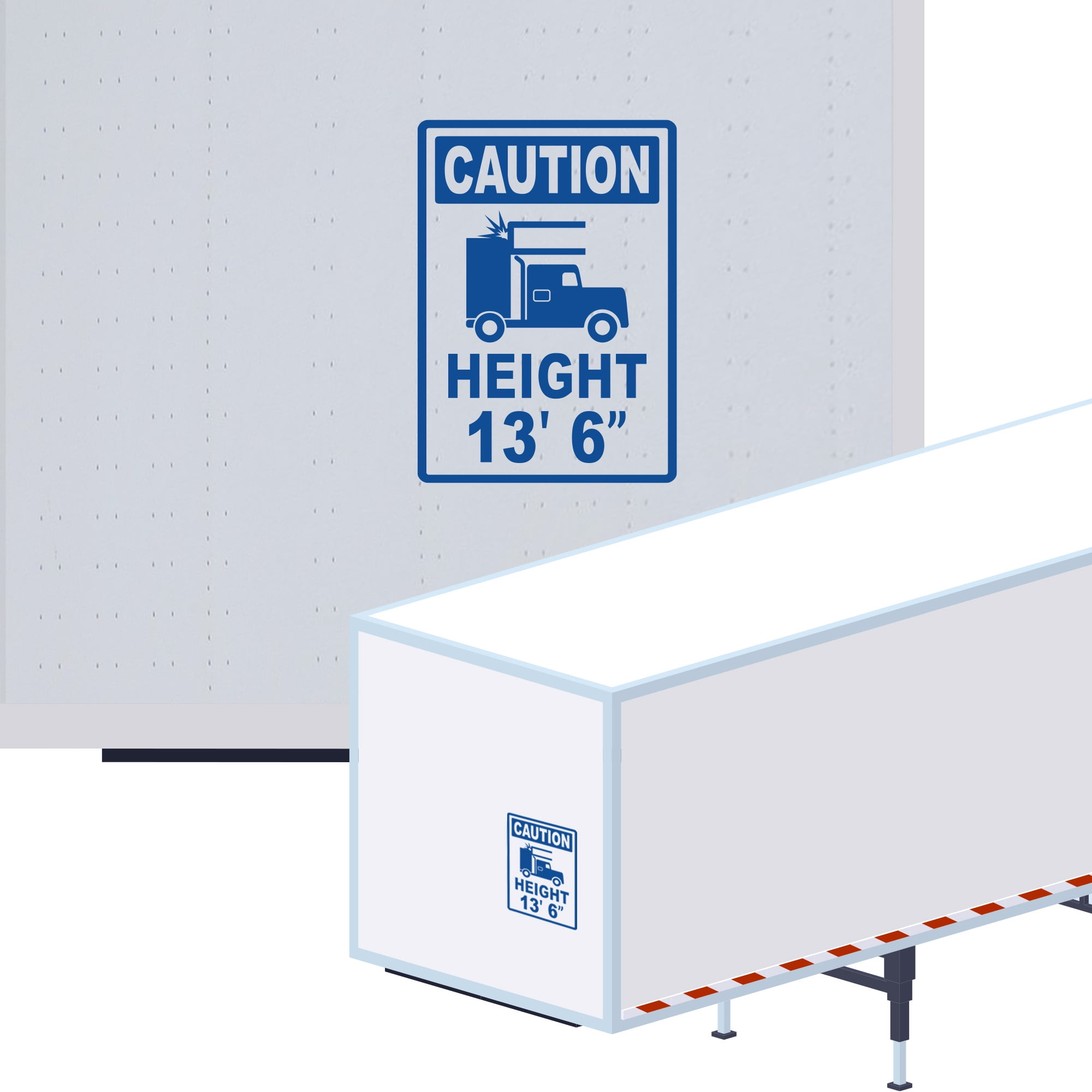 Caution Height 13' 6" Vinyl Decal Sticker - High Trailer Sign Truck ...