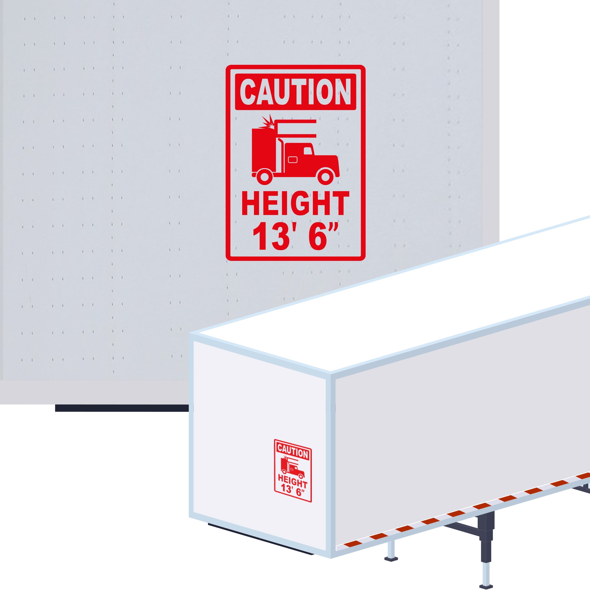 Caution Height 13' 6" Vinyl Decal Sticker - High Trailer Sign Truck ...