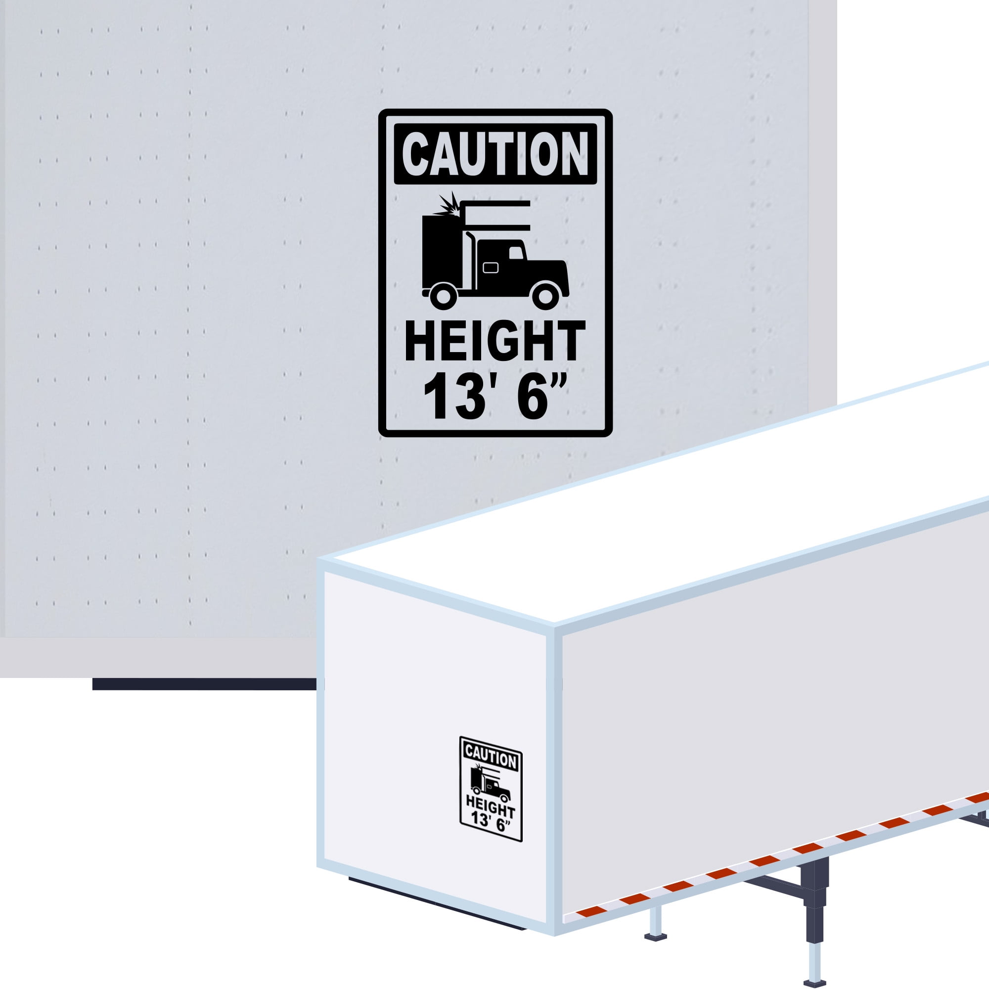 Caution Height 13' 6" Vinyl Decal Sticker - High Trailer Sign Truck ...